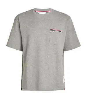 Thom Browne Oversized Tricolour Pocket T-shirt - Grey