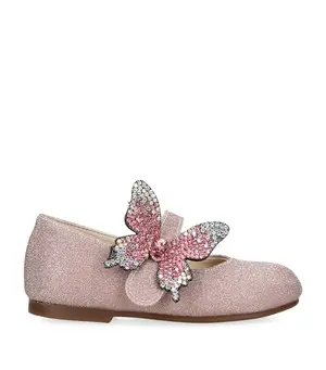 BABYWALKER Crystal Butterfly Ballet Flats - Pink