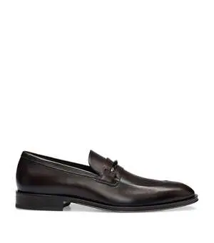 BOSS Leather Loafers With Horsebit Detail - Brown