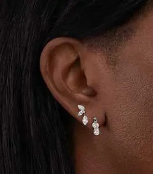 MARIA TASH Floating Pear Diamond Plume Threaded Charm Earring