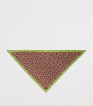 Prada Silk Twill Floral Print Scarf - Brown