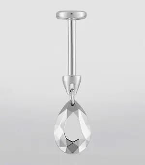 MARIA TASH Faceted Pear Threaded Charm Earring - White