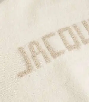 Jacquemus Alpaca Wool-blend Cropped Sweater With Logo Detail - Ivory