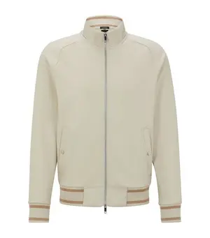 BOSS Striped T-smith Zip-up Sweatshirt - Beige