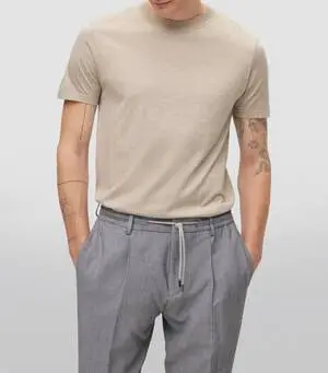 BOSS Cotton-silk T-shirt - Beige