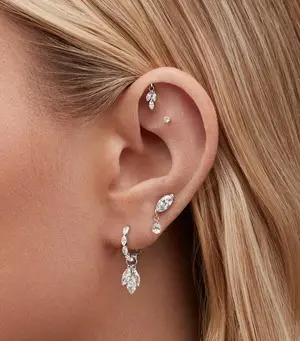 MARIA TASH Floating Diamond Plume Threaded Charm Earring