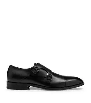 BOSS Leather Monk Strap Shoes - Black