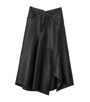Loewe Asymmetric Cotton Midi Skirt - Black