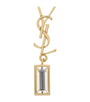 Saint Laurent Crystal-embellished Cassandre Single Earring - Metallic