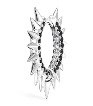 MARIA TASH Gold Black And Diamond Pavé Mohawk Hoop Earring - White