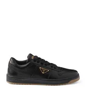 Prada Leather Downtown Lace-up Sneakers - Black