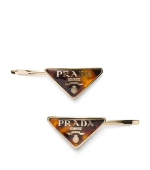 Prada Triangle Hair Clips - Neutral