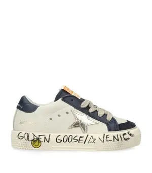 GOLDEN GOOSE May Suede Trimmed Sneakers - Blue