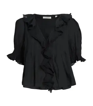 DÔEN Organic Cotton Eyelet Embroidered Blouse - Black