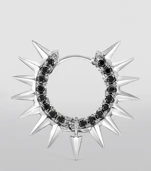 MARIA TASH Mohawk Hoop Earring With Black And Diamond Pav