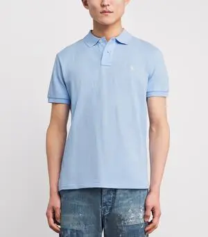 Polo Ralph Lauren Cotton Mesh Polo Shirt With Embroidered Pony - Blue