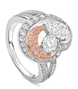 BOODLES Platinum And Rose Gold Diamond Ring - Silver
