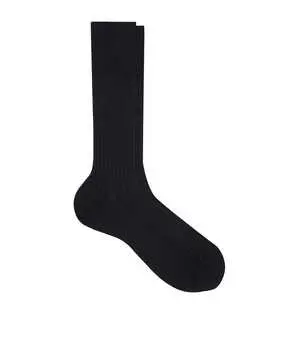 Falke Ribbed Cotton Dress Socks - Black