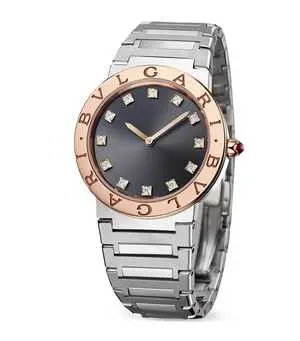BVLGARI Stainless Steel, Rose Gold And Diamond Watch - Grey