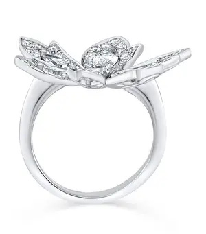 DAVID MORRIS White Gold And Diamond Palm Flower Ring