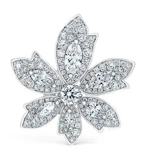 DAVID MORRIS White Gold And Diamond Palm Flower Ring