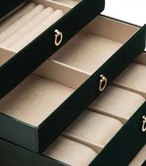 Wolf Large Zoe Jewellery Box - Green