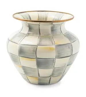 MACKENZIE-CHILDS Large Sterling Check Vase - Grey