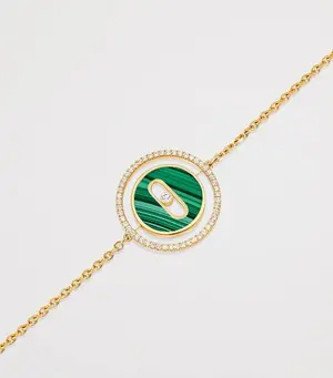 Messika Lucky Move Diamond And Malachite Bracelet In Yellow