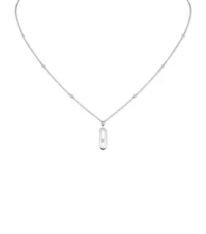 Messika Move Uno White Gold Diamond Necklace - Silver