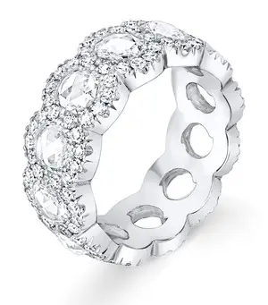 DAVID MORRIS White Gold And Diamond Rose Cut Eternity Ring - Clear
