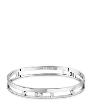 Messika Messika Move Romane White Gold And Diamond Bangle Silver
