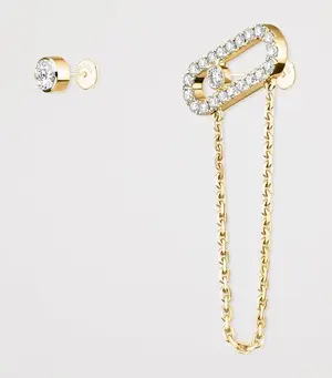 Messika Move Uno Asymmetric Diamond Earrings - Gold