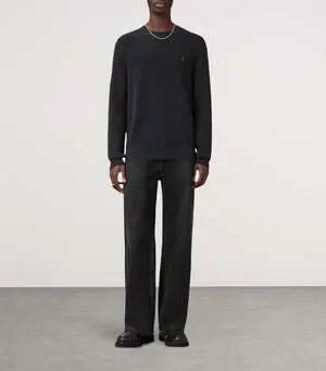 ALLSAINTS Organic Cotton-wool Aspen Textured Crew Neck Sweater - Black