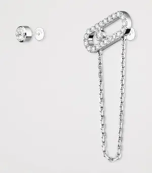 Messika Move Uno White Gold And Diamond Asymmetric Earrings - Silver