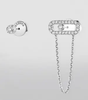 Messika Move Uno White Gold And Diamond Asymmetric Earrings - Silver