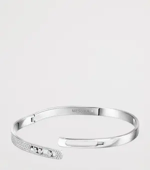 Messika Move Noa Bangle In White Gold And Pavé Diamonds