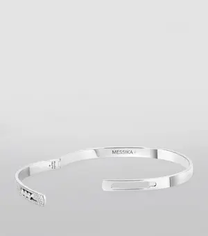 Messika Move Noa Bangle In White Gold And Pavé Diamonds