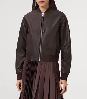 ALLSAINTS Orten Leather Bomber Jacket - Red