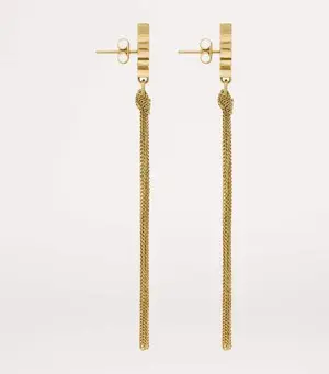 Saint Laurent Cassandre Tassel Pendant Earrings - Metallic