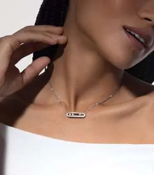 Messika Move Classique 18 Karat White Gold And Diamond Necklace