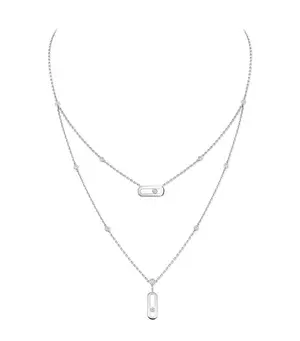 Messika Move Uno White Gold Diamond Double Layer Necklace