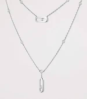 Messika Move Uno White Gold Diamond Double Layer Necklace