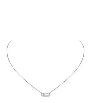 Messika Move Uno Diamond Pave White Gold Necklace - Silver