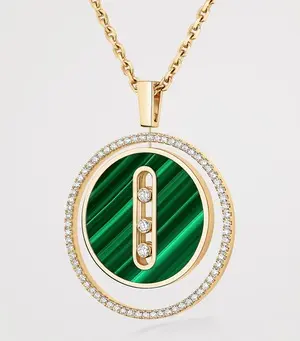 Messika Lucky Move Malachite And Diamond Necklace In Yellow - Gold