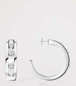 Messika Move Classique White Gold And Diamond Hoop Earrings - Silver