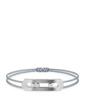 Messika Move Titanium And Diamond Cord Bracelet - Grey