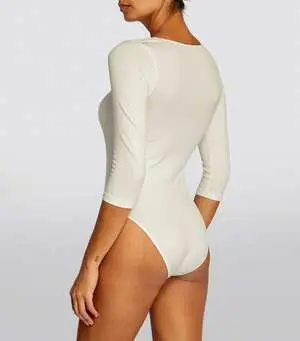 Falke Cropped-sleeve V-neck Bodysuit - Ivory