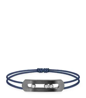Messika Move Graphite Titanium And Diamond Cord Bracelet - Grey
