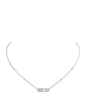Messika Move Classique 18 Karat White Gold And Diamond Necklace - Silver