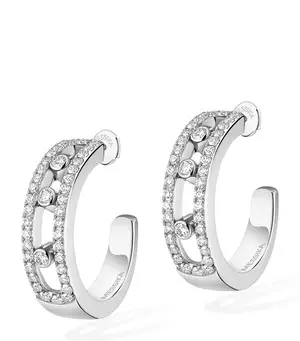 Messika Move Classique White Gold And Diamond Hoop Earrings - Silver